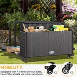 Uforic Outdoor Wicker Patio Poolside Float Storage Basket, PE Rattan ...