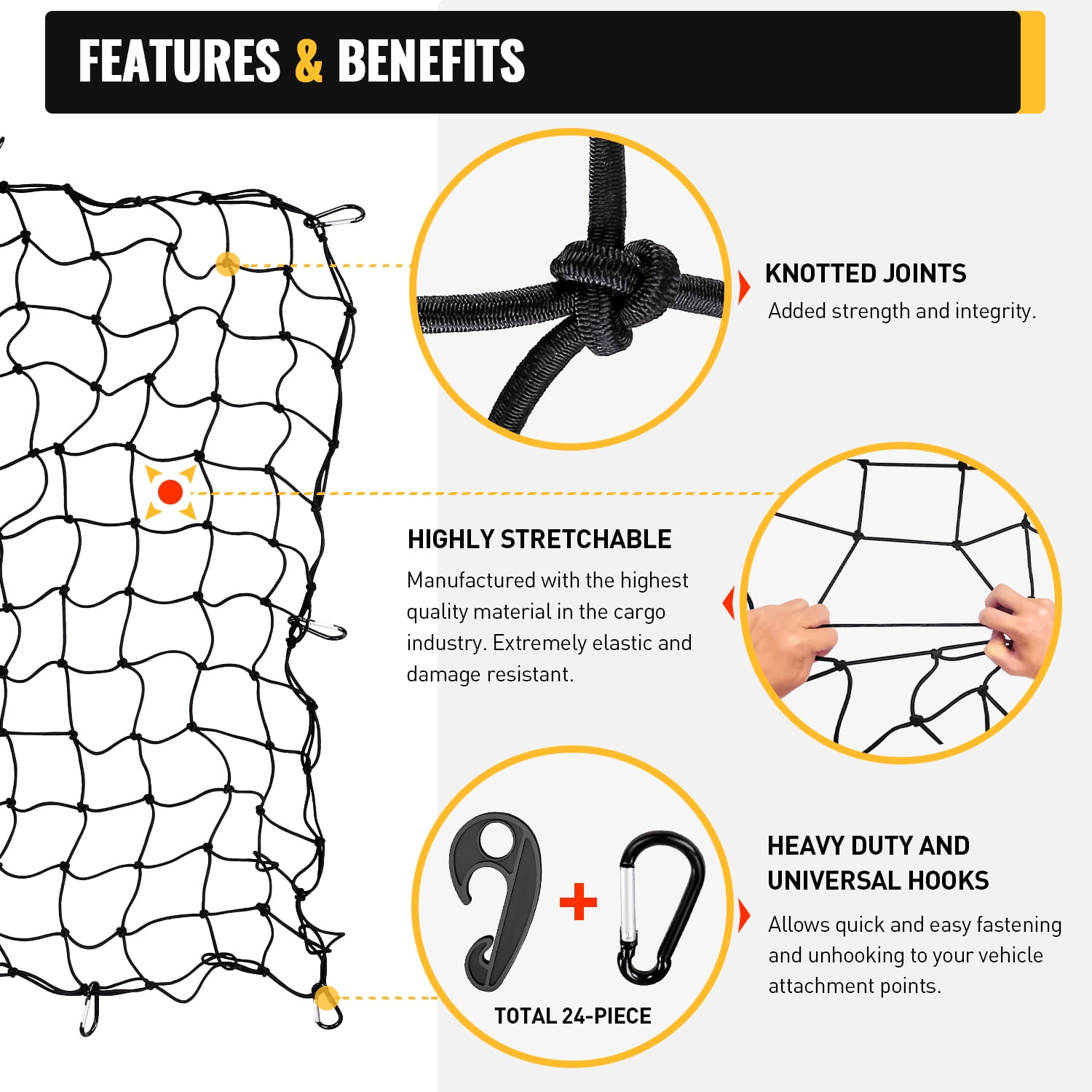 Buy 3'x4' Bungee Cargo Net for Truck Bed Stretches to 6'x8' | No Gaps ...