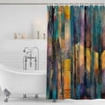 Abstract Forest Tree Oil Painting Shower Curtain Set, Waterproof Shower ...