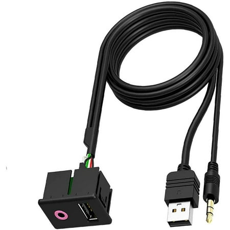 Car Universal AUX USB Cable Adapter 1.5M Flush Mount Cable 3.5mm Audio ...