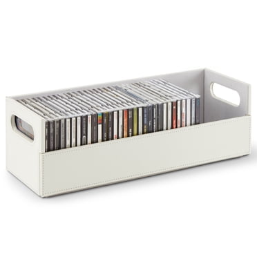 Stock Your Home Stackable DVD Storage Box - Faux Leather Media Organizer with Magnetic Opening ...