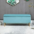 Mojay Modern Velvet Upholstered Storage Bench, Teal - Walmart.com
