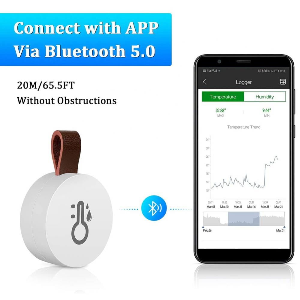 Thermometer Hygrometer, Wireless Humidity Temperature Sensor Mini with ...