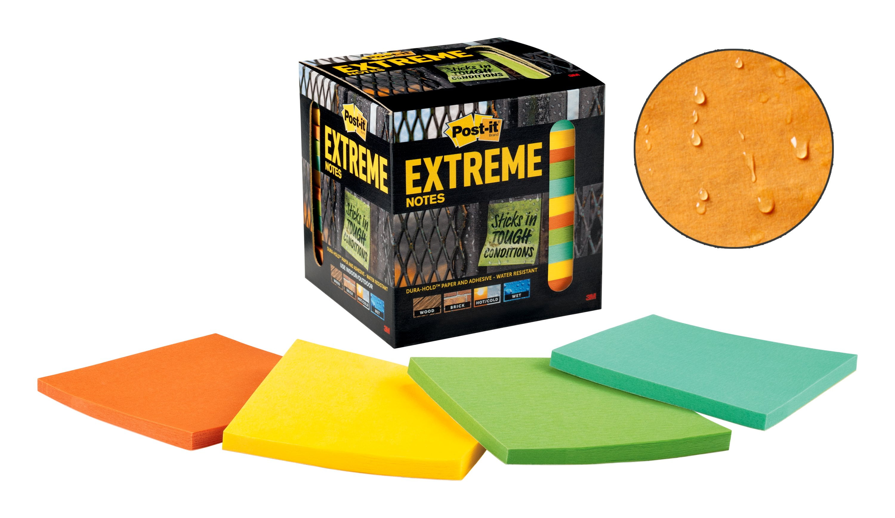 Post-it Extreme Notes, 3\' x 3", Orange, Green, Yellow, Mint, 12 Pads ...