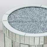 24" Tall Round Table Corner Table Silver Side Table Glass Mirror End ...