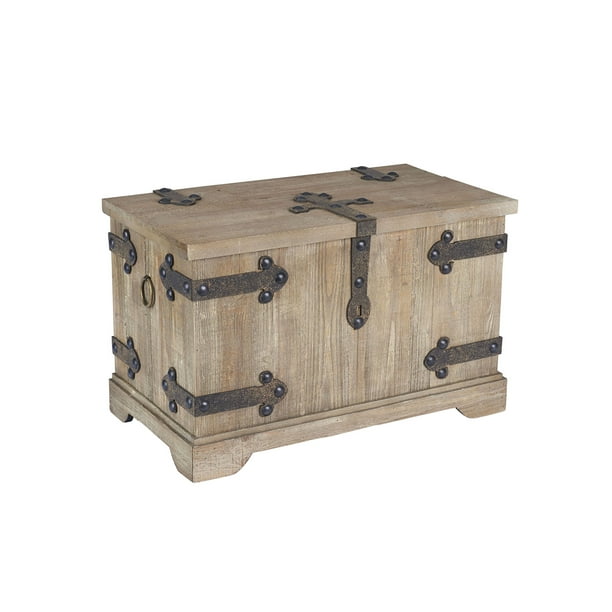 Household Essentials Victorian Storage Trunk with Metal Hinge Accents ...
