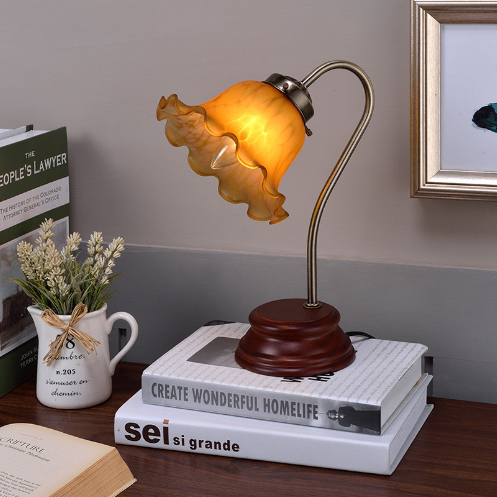 11.65" in AMBER SHADE VICTORIAN GOOSE NECK TABLE LAMP - Walmart.com