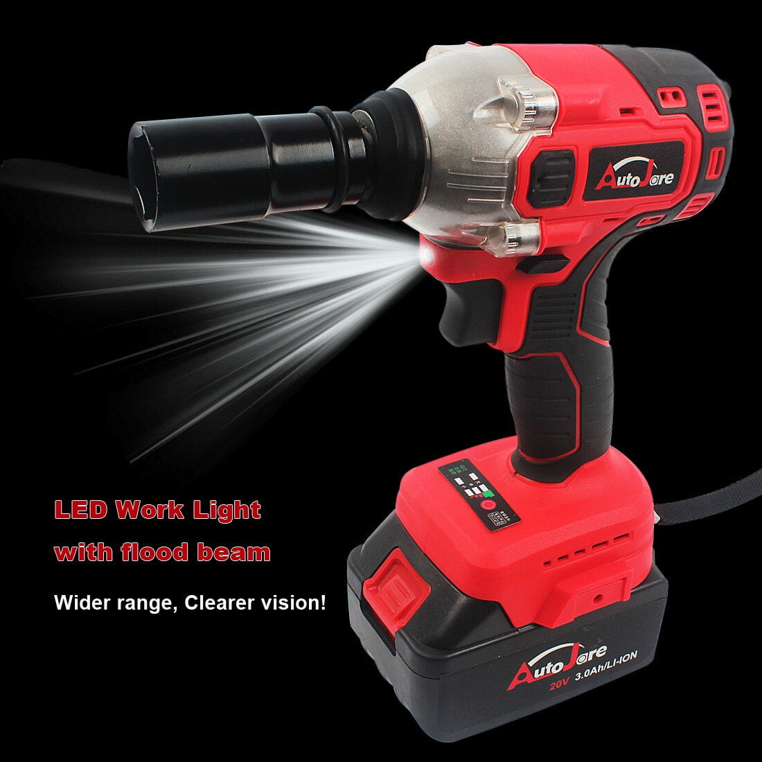 1/2" 21V Brushless Impact Wrench Torque Rattle Gun Electric Ratchet w ...