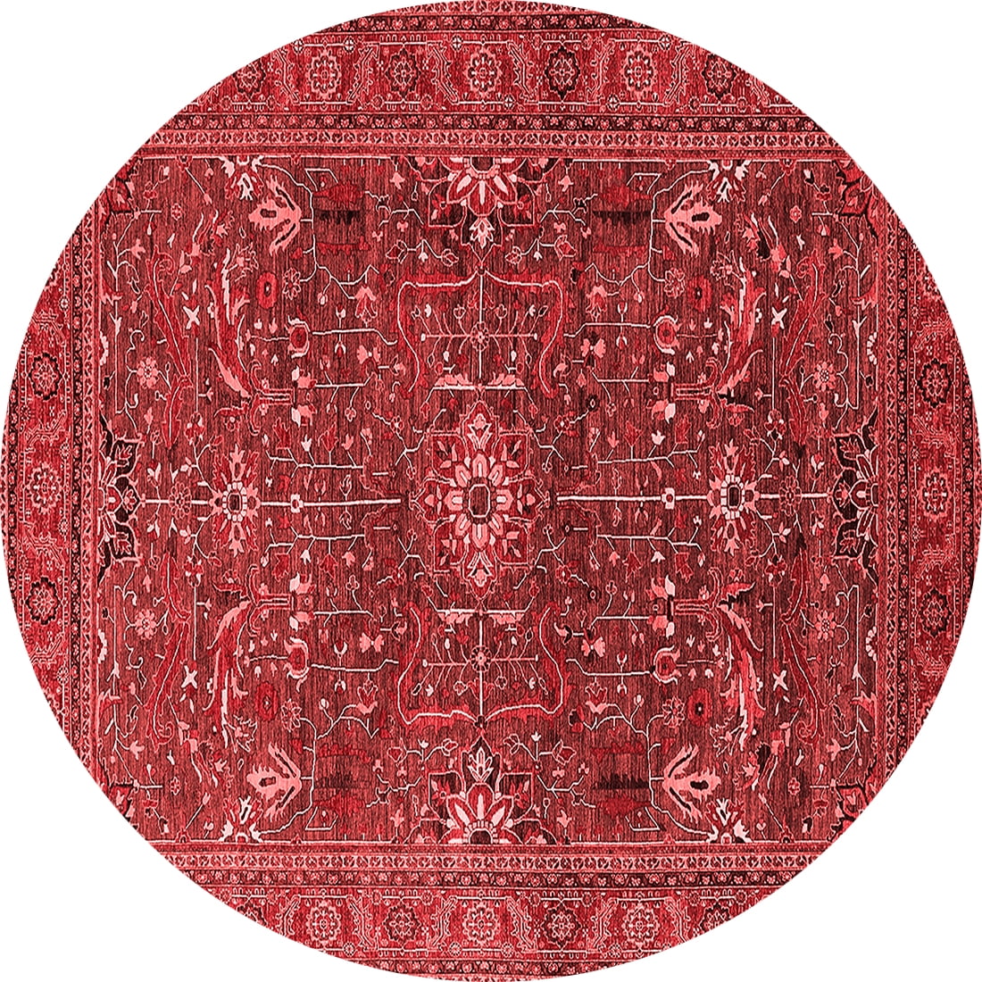 Ahgly Company Indoor Round Oriental Red Industrial Area Rugs, 7' Round ...