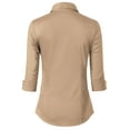 Made By Olivia Womens 3 4 Sleeve Stretchy Button Down Collar Office