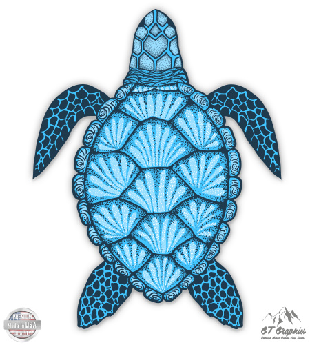 Blue Sea Turtle - 12" Vinyl Sticker Waterproof Decal - Walmart.com