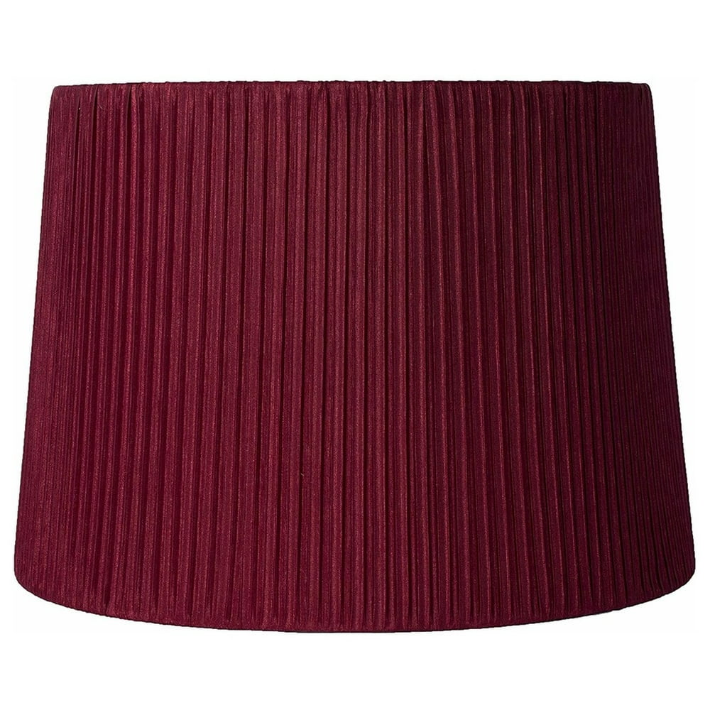 Urbanest Faux Silk Box Pleated Drum Lamp Shade, 12x14x10", Burgundy ...