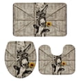 Brown Donkey Pig Cow Bathroom Rugs Set Retro Farmhouse Animal Yellow ...