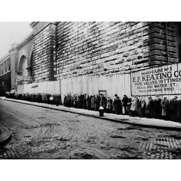 Bread Line Beside The Brooklyn Bridge Approach. New York City Ca. 1930 ...