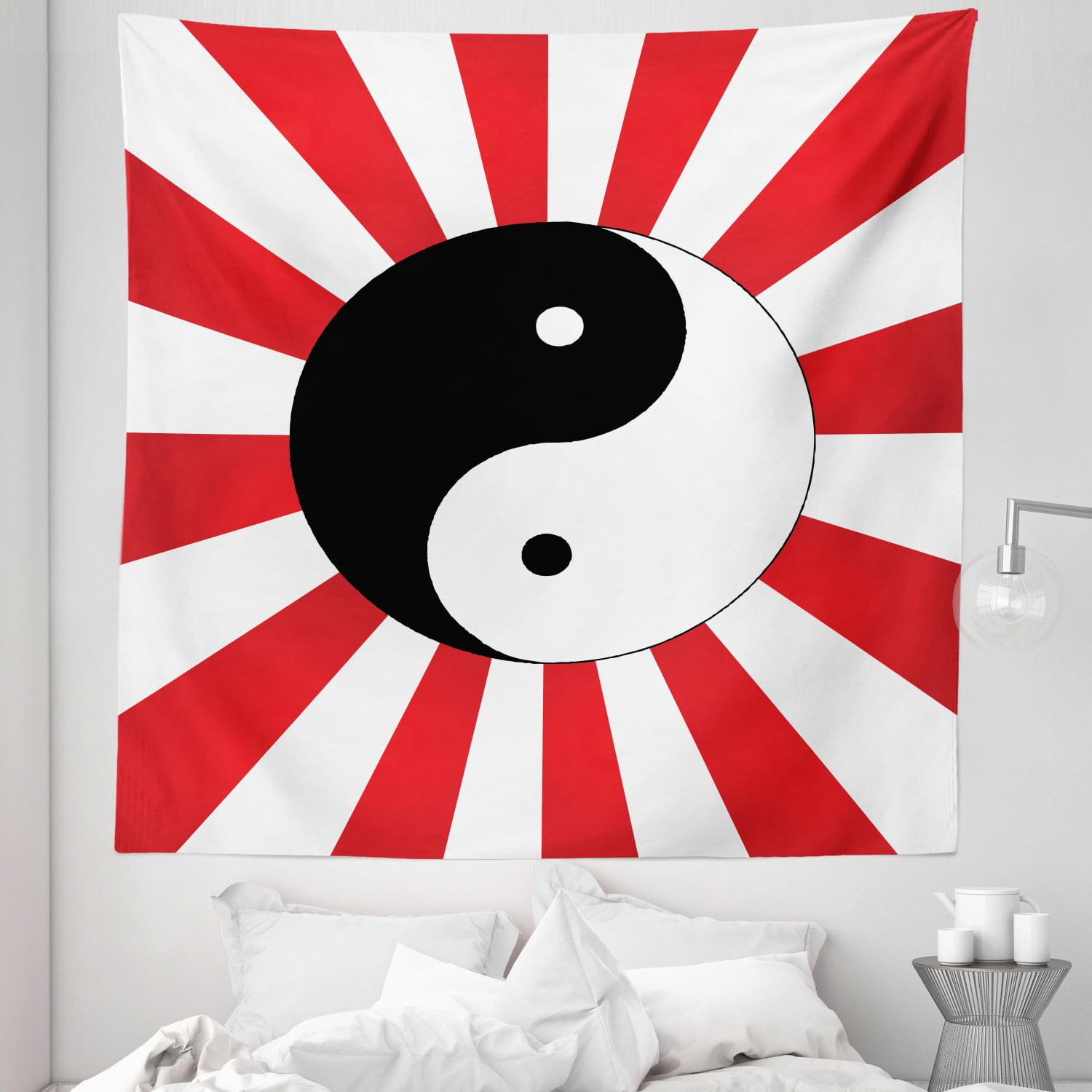 Ying Yang Tapestry, Traditional Themed Ying Yang on Chinese Rising Sun ...