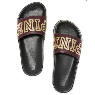 Victoria's Secret Pink Crisscross Rose Gold Irridescent Strap Slides ...