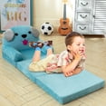 2 in 1 Convertible Plush Kids Sofa Flip Open Sofa Seat with Pockets for ...