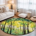 Birch Tree 4FT Round Area Rugs Spring Summer Art Forest Yellow Green ...