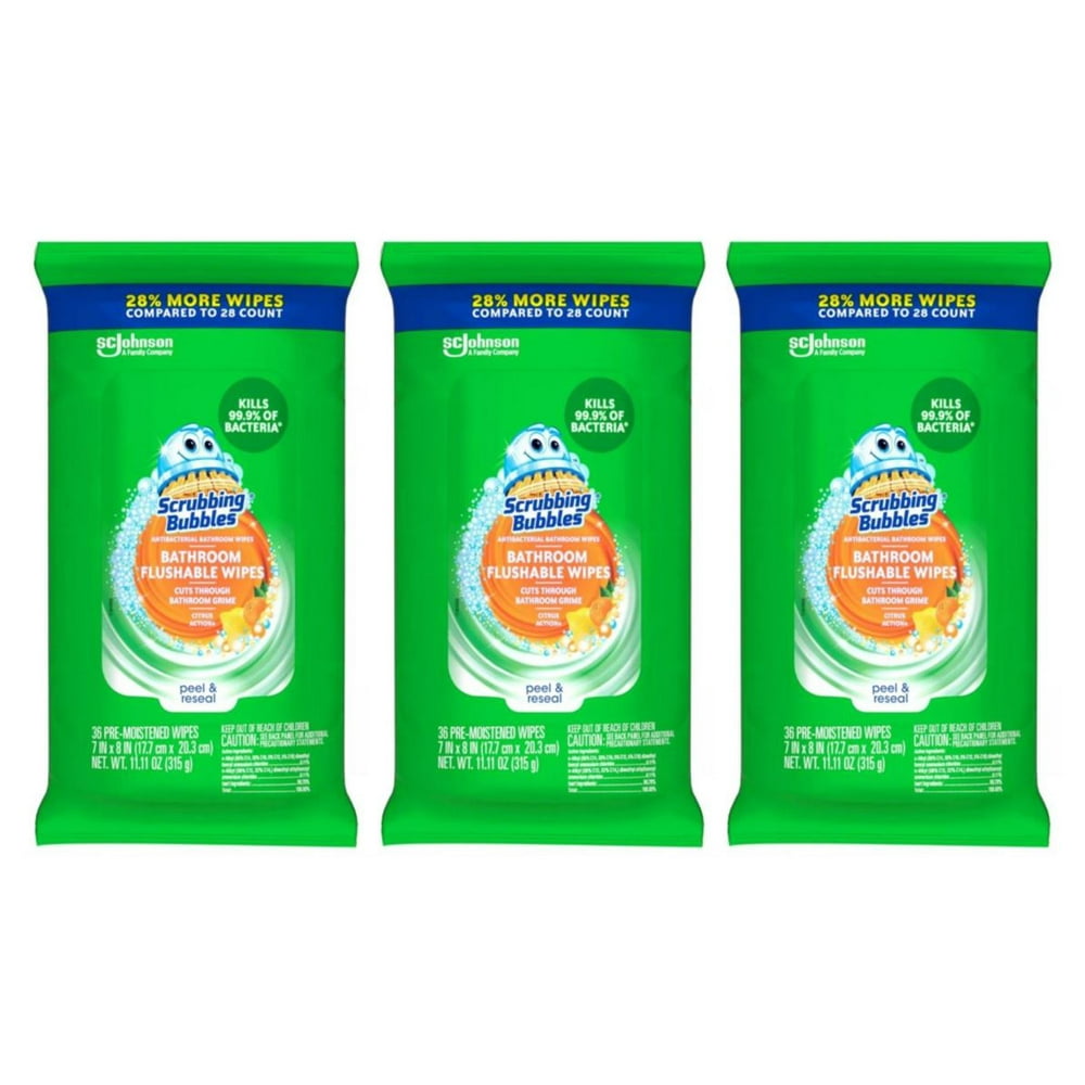 (3-Pack) Scrubbing Bubbles Flat Pack Wipes, 36 CT - Walmart.com ...