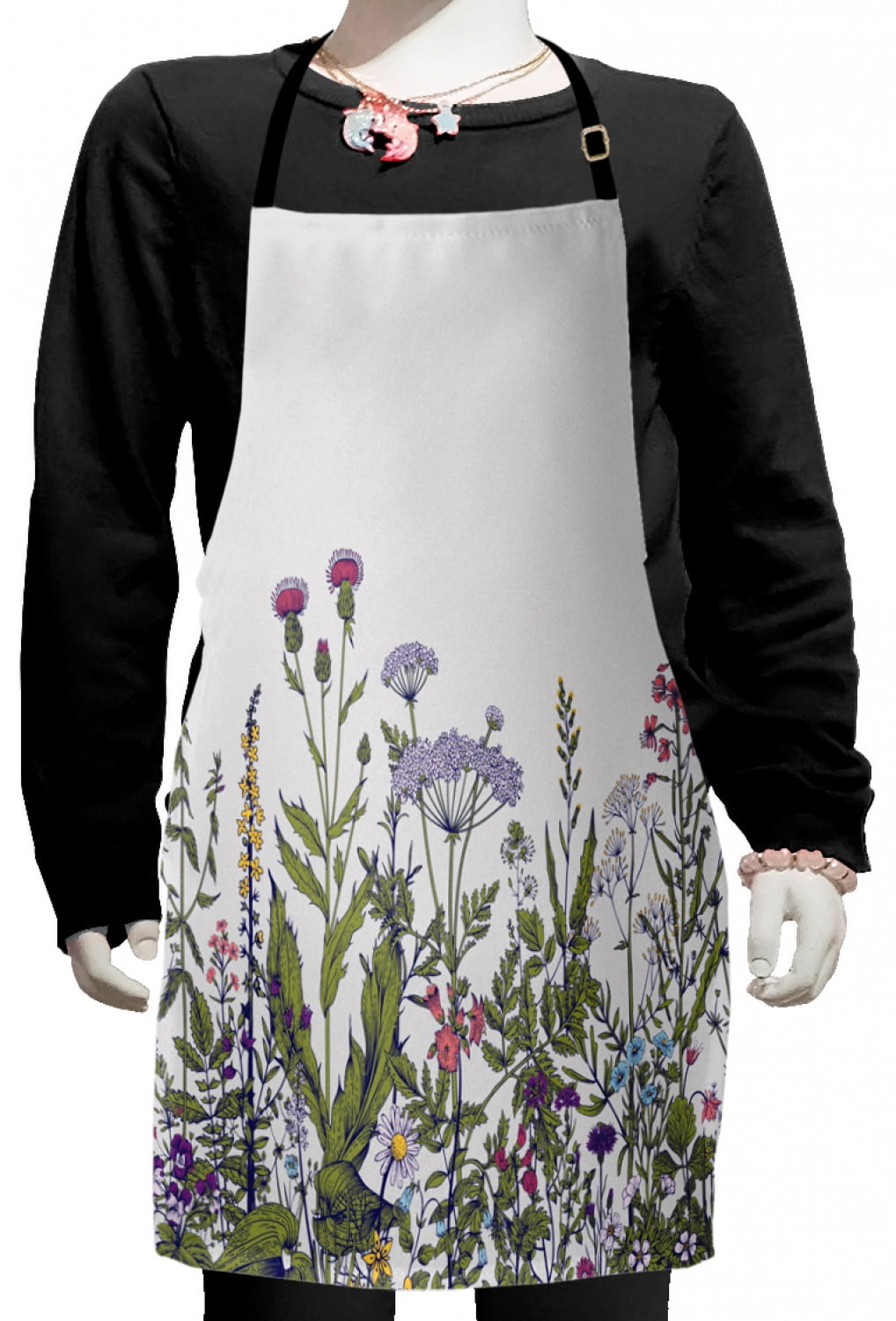 Spring Kids Apron, Colorful Thriving Garden with Herbs and Flowers ...