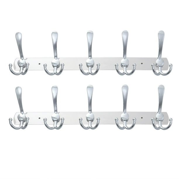 OUNONA 2pcs Wall Mounted Hook Rack Stainless Steel Hook Rack with 5 ...