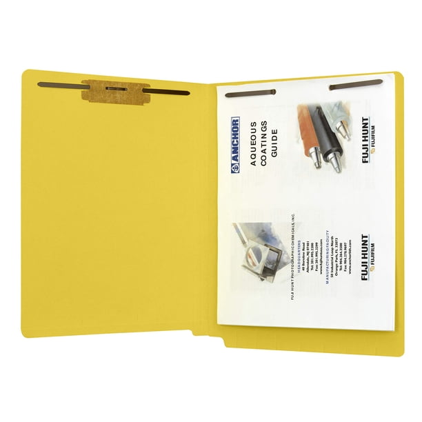 The File King Yellow Full Side Tab File Folder | Two 2” Fastener Prongs ...