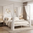 SuperDeal Full Size Canopy Bed Frame Metal Slats 800lbs Mattress ...