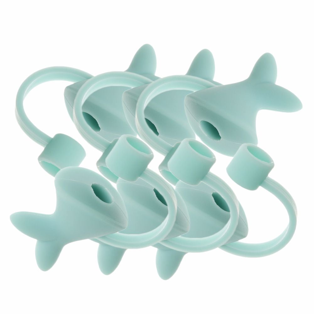 6PCS New Reusable Creative Cartoon Plugs Cover Cup Accessories Straw ...