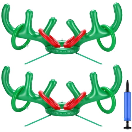 11 Pieces Christmas Reindeer Ring Toss Game Set Includes Inflatable ...