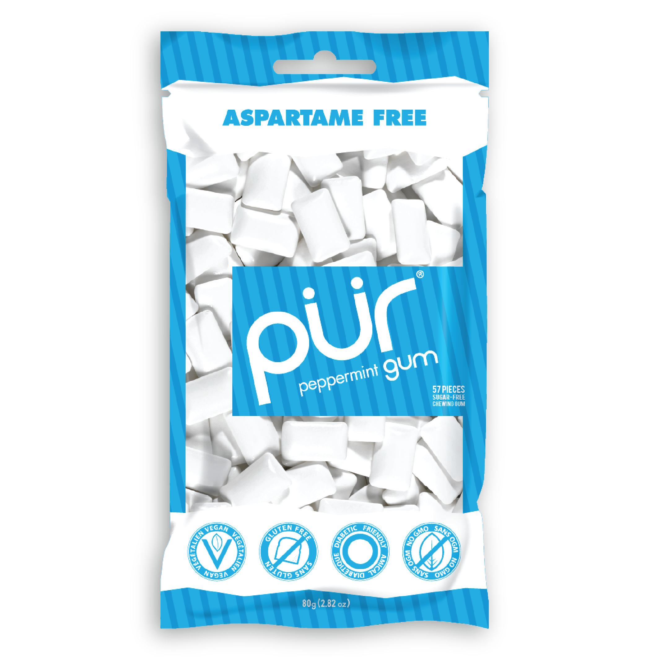 PUR Gum Aspartame Free Peppermint Mint Gum 2 82 Oz Bag 55 Pieces PUR Gum Aspartame Free Peppermint Mint Gum 2 82 Oz Bag 55 Pieces