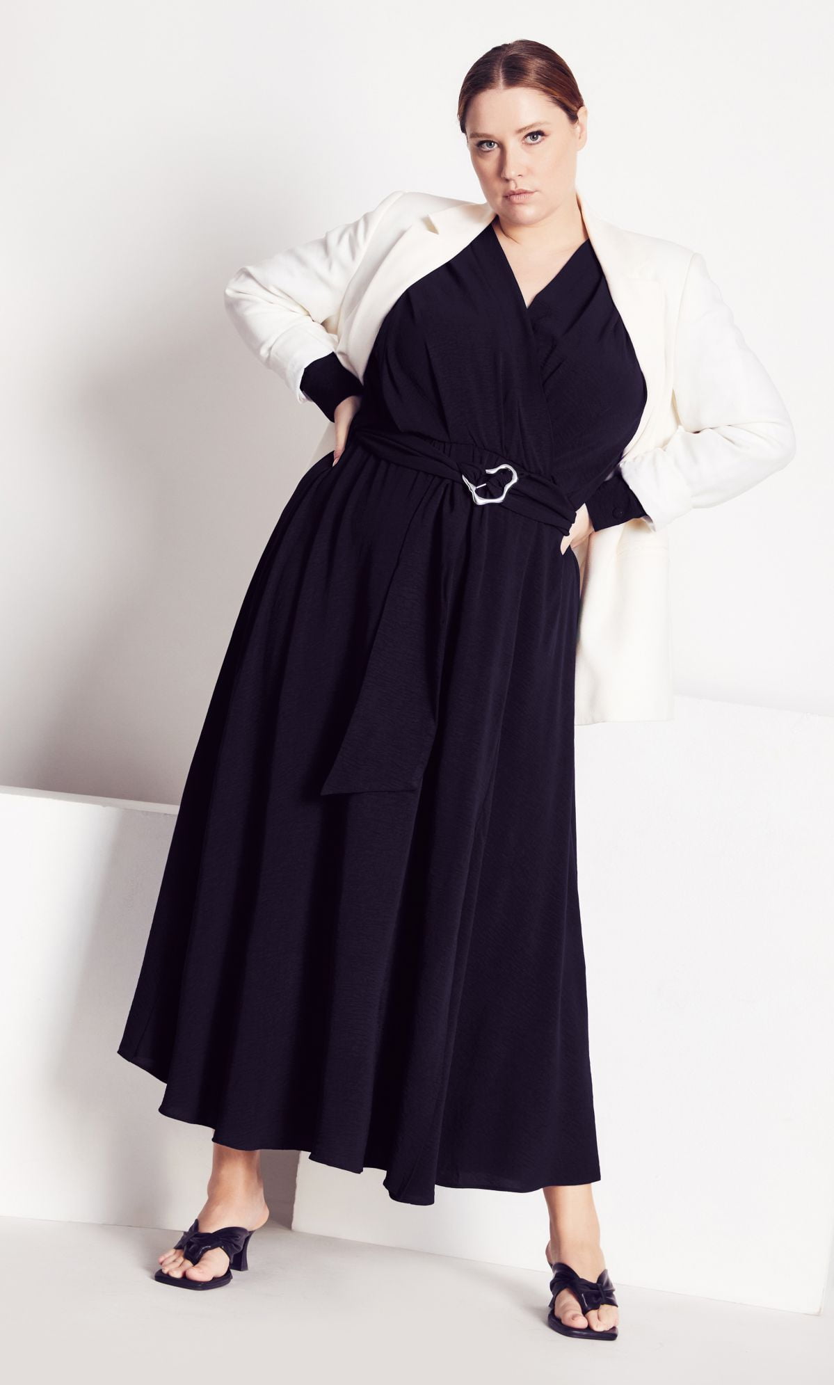 Refinity Women's Plus Size Ellie Long Sleeved Relaxed Fit Maxi Dress ...