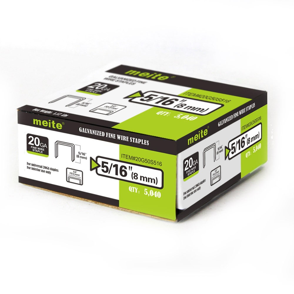 meite 20 Gauge 1/2-inch Crown 5/16-inch Leg Length Galvanized Fine Wire ...