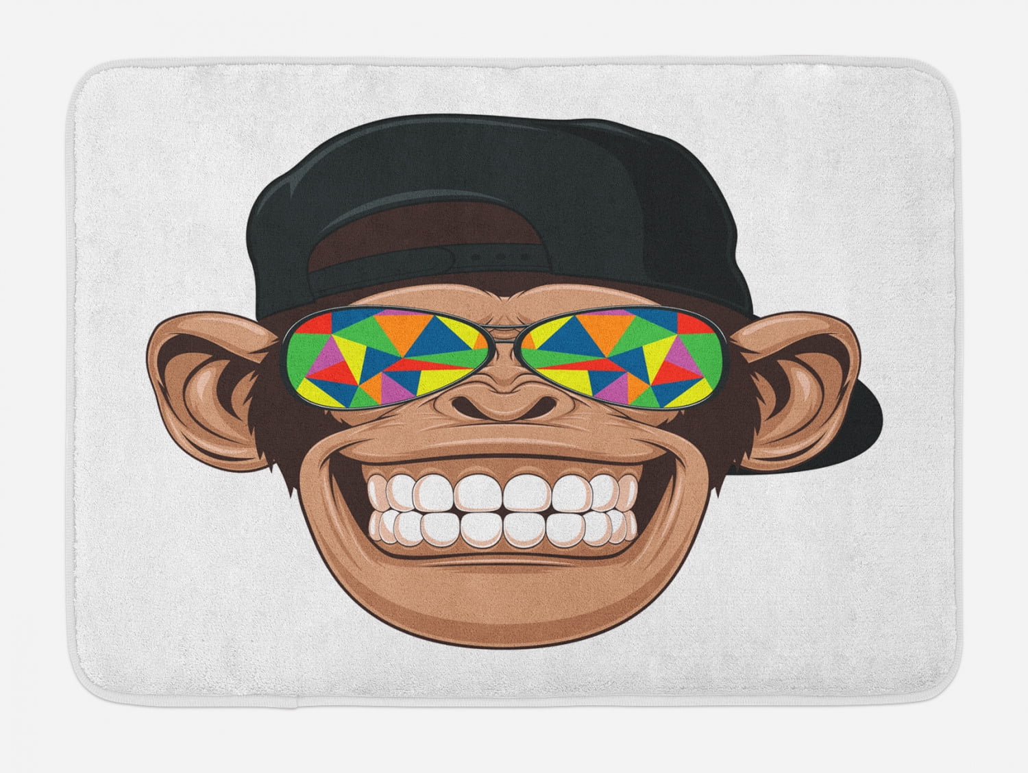 Monkey Bath Mat, Funny Hipster Animal Chimpanzee Character Portrait ...