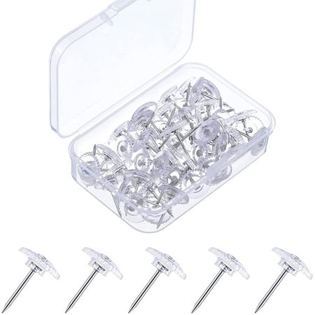 Clear Push Pins Small Plastic Thumb Tacks Steel Point and Clear Plastic ...