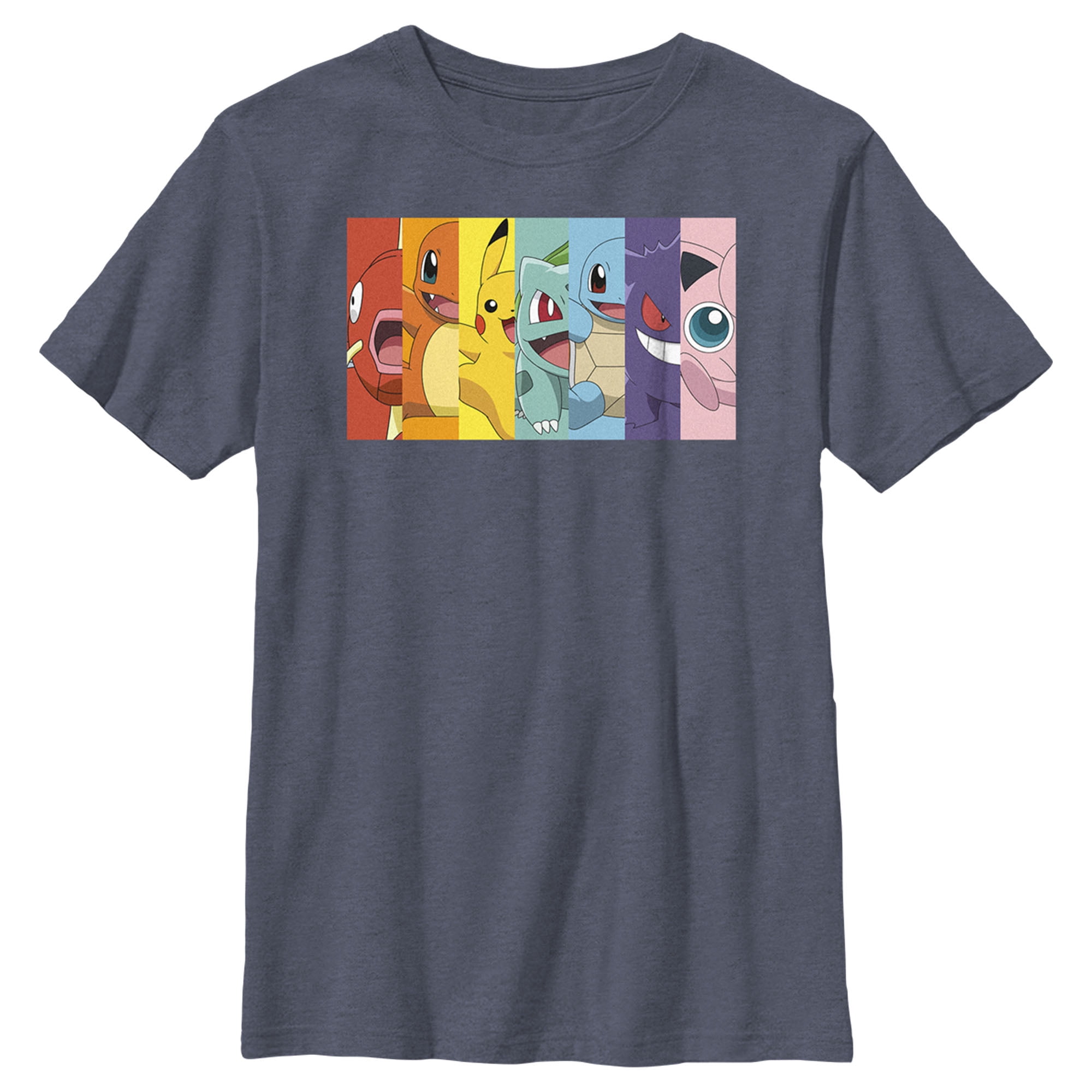 Boy's Pokemon Character Box-up Rainbow Graphic Tee Navy Blue Heather ...