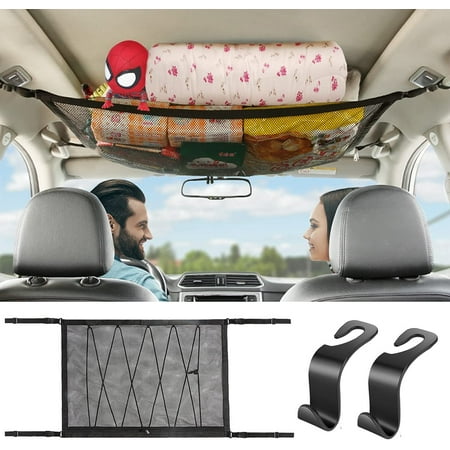 Bmatwk Car Interior Ceiling Storage Net Pocket Ceiling Cargo Net Car ...