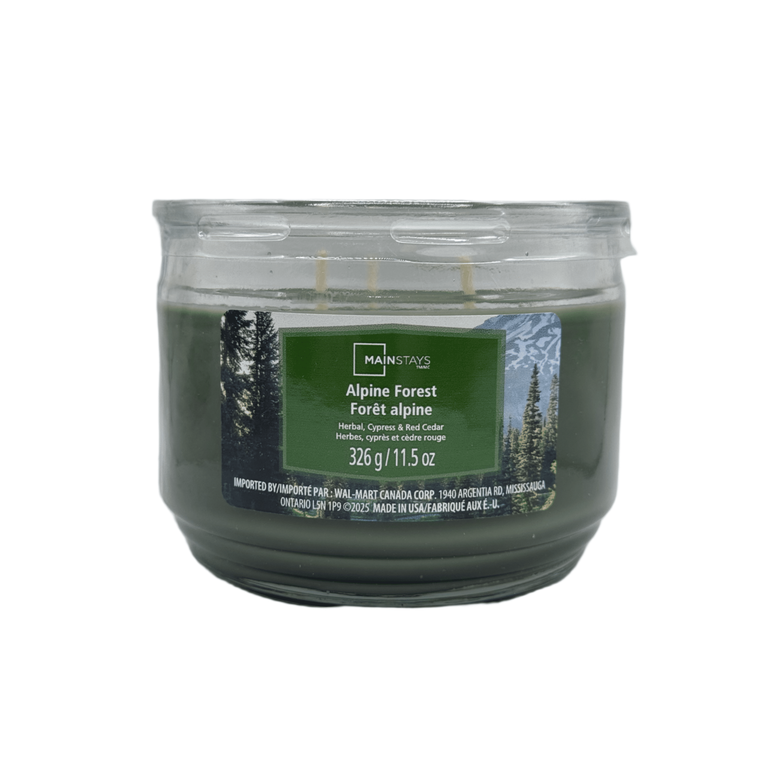 MAINSTAYS PL Alpine Forest Scented 3-Wick Glass Jar Candle, 11.5 oz ...