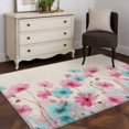 Blue Pink Flowers Washable Rug 3x5 Area Rug for Living Room Bedroom Non ...