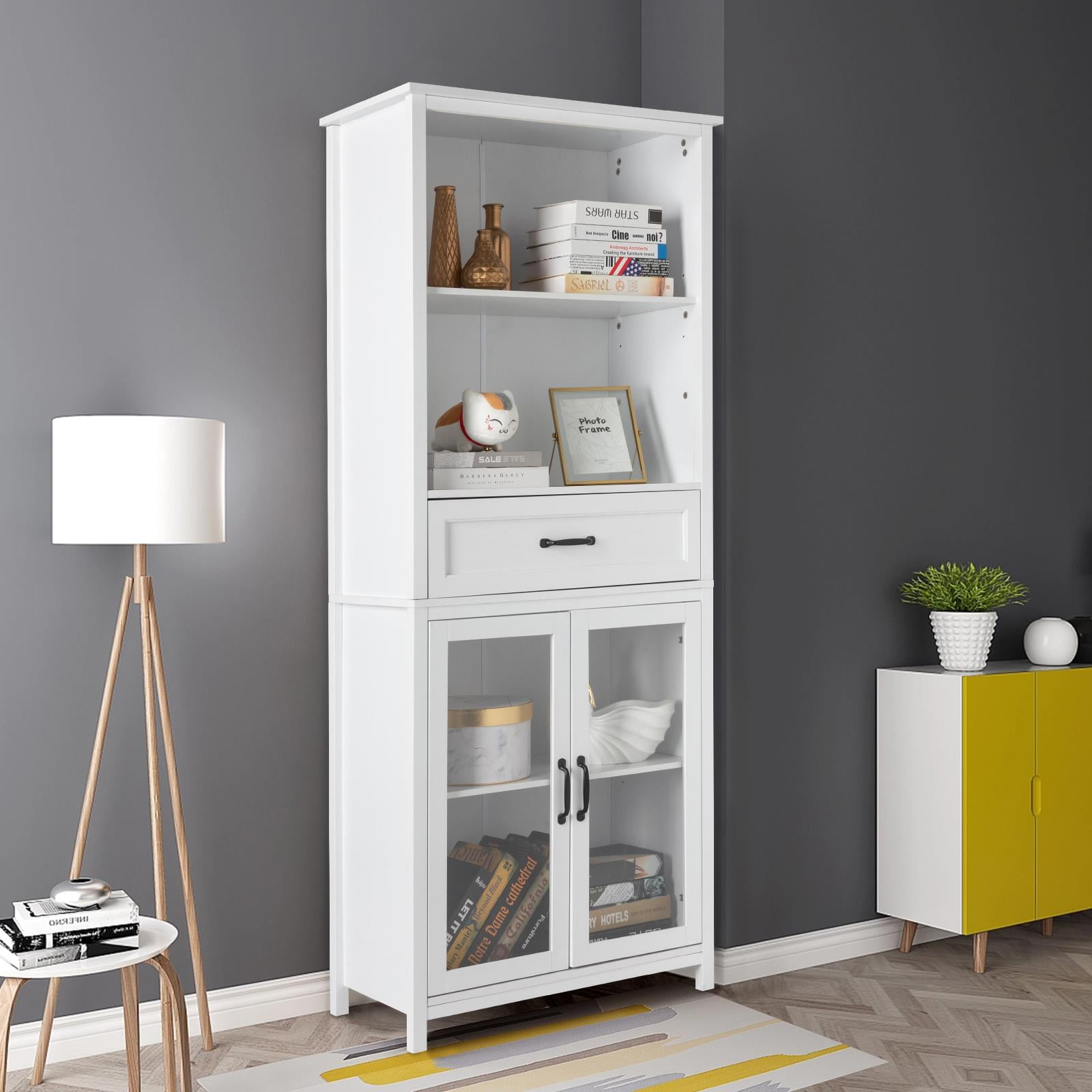 GoDecor Book Cabinet, Bookcasewith Doors, Drawer and Adjustable Layers ...