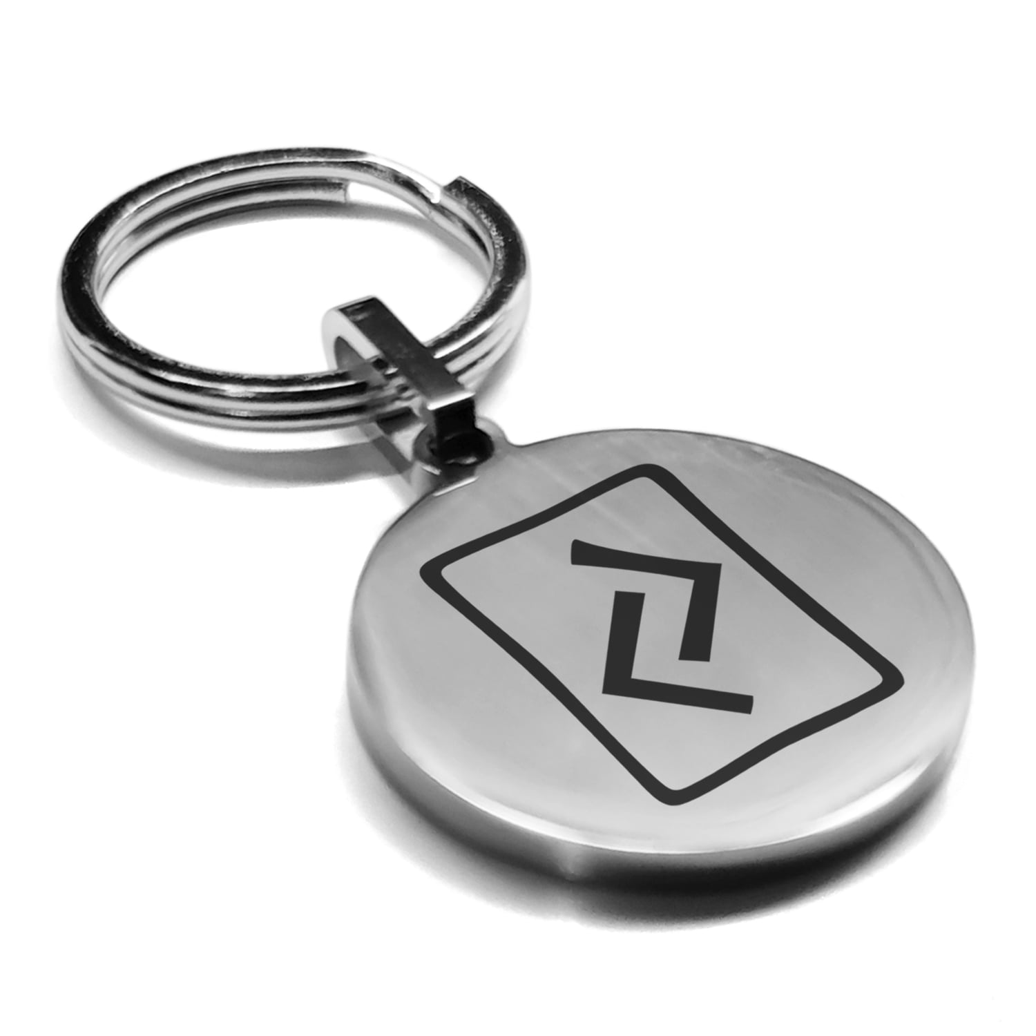 Stainless Steel Elder Futhark Jera Rune Round Medallion Keychain Circle ...