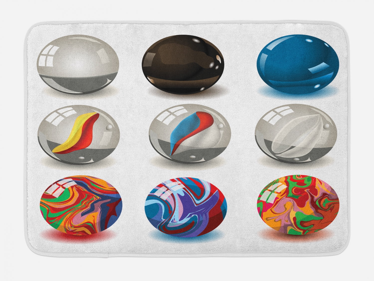 Pearls Bath Mat, Collection of Different Marbles with Glass and ...