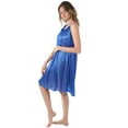 Venice Womens Silky Looking Embroidered Nightgown 06 Medium Royal Blue