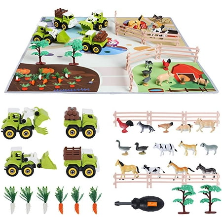 TUMAMA Kids Educational Realistic Farmer Life Toy, Car Toy with ...
