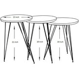 PAK HOME - Set of 3 Triangle Pine Wood Nesting End Tables - Stacking ...