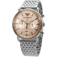 Emporio Armani Men's AR11096 Silver Leather Japanese Quartz Dress Watch ...