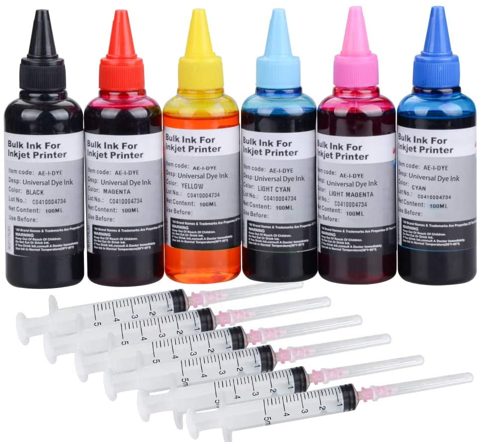 Aomya 600ml Universal Dye Ink Refill Kit for HP Canon Epson Brother Lexmark Printers Compatible ...