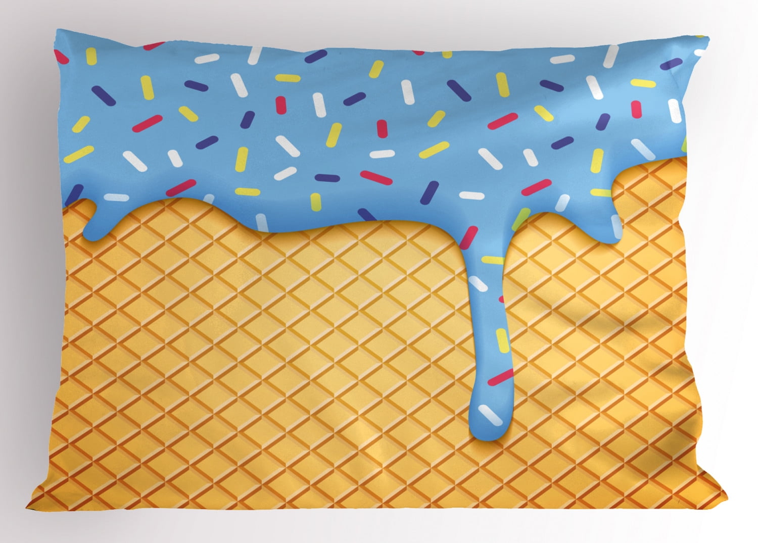 Ice Cream Pillow Sham Waffle Background with Sky Blue Flavor Yummy ...