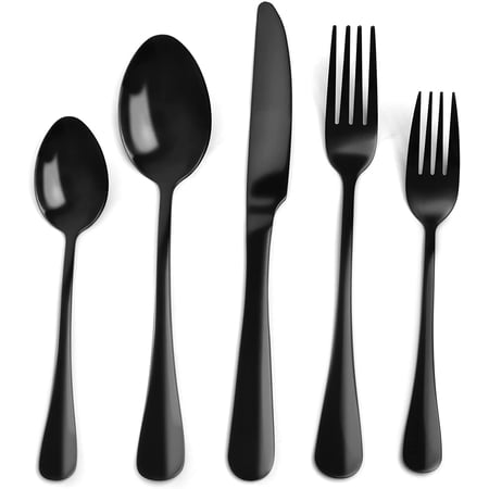Black Silverware Set, 20 Pieces Silverware Set for 4, Stainless Steel ...