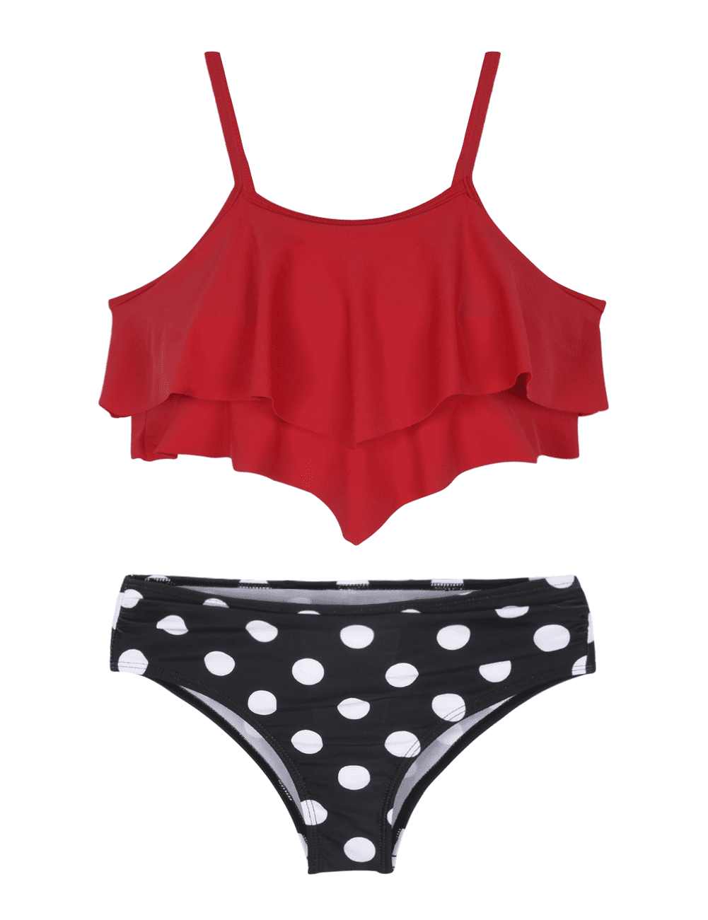 Hilor Girls Swimsuit Flounce Two Piece Bathing Suits Kids Ruffled ...