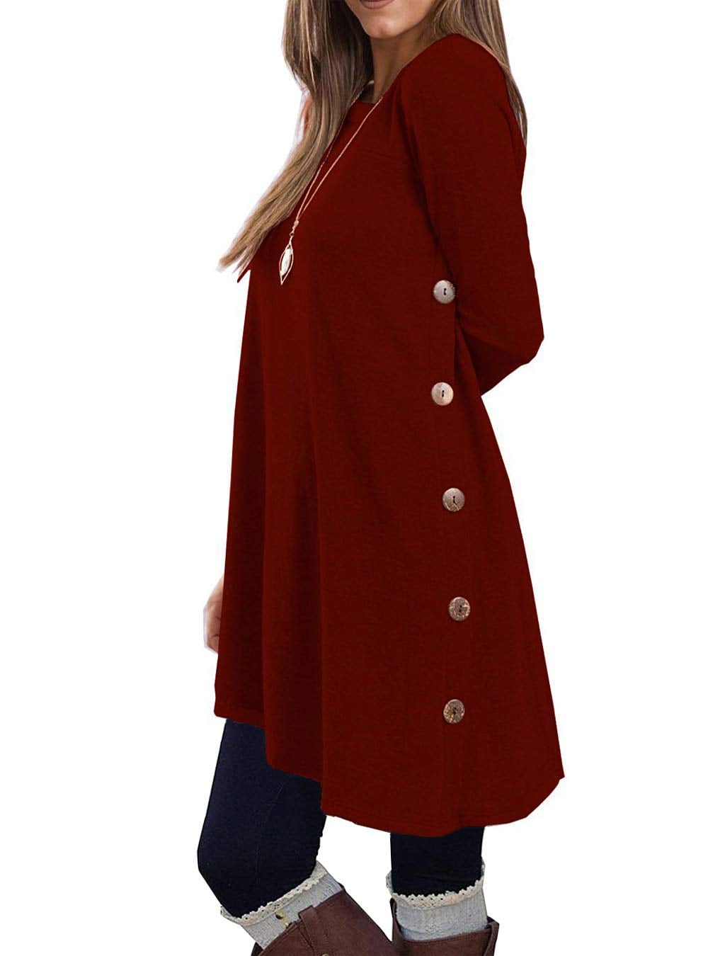 Fantaslook Womens Dresses Long Sleeve T Shirts Tunic Dress Button Down ...